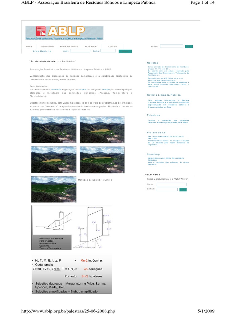 Estabilidade de Aterros | PDF | Aterro | Desperdício