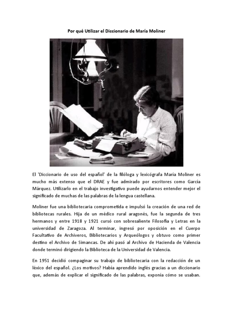 Importancia del Diccionario de María Moliner | PDF | Lingüística