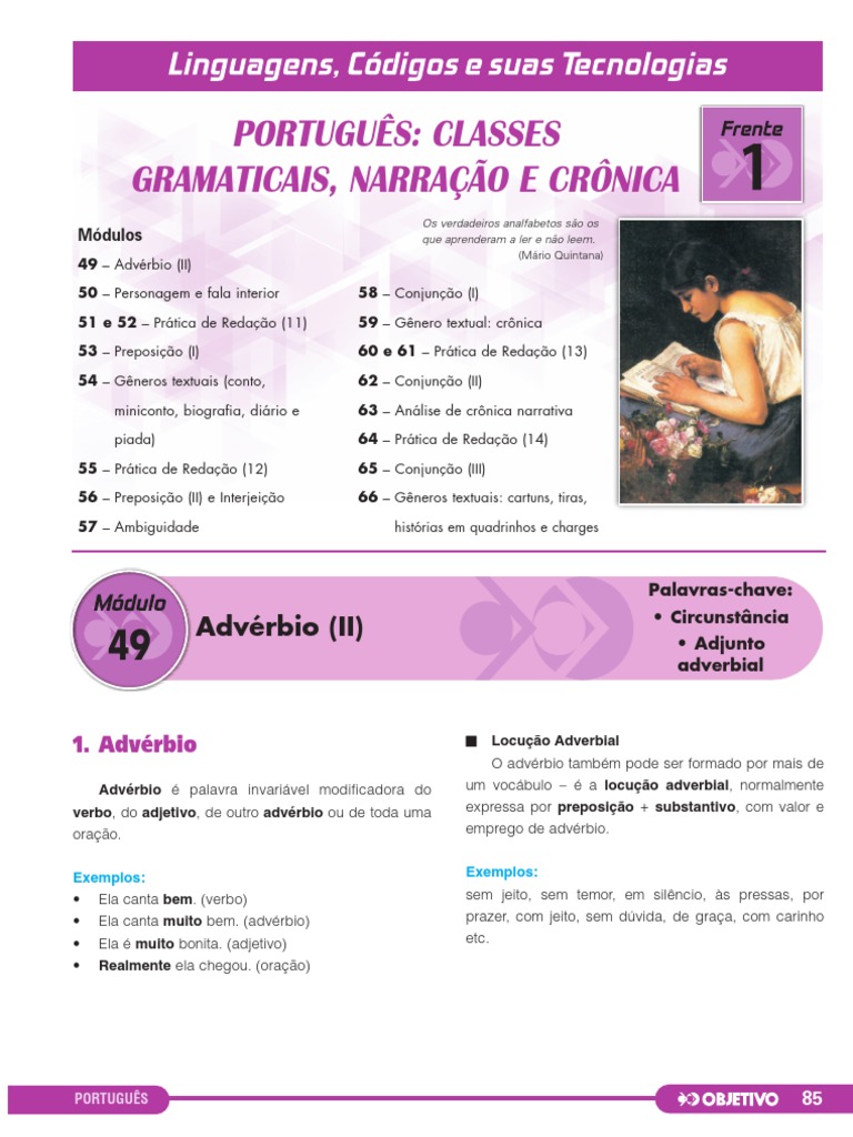 Cad C3 Teoria 1serie 20aulas 3bim Portugues | PDF | Advérbio | Palavra