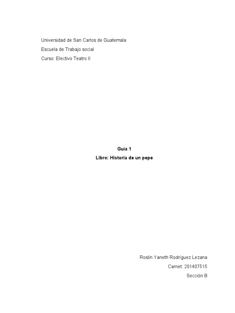 Guía 1 La Historia de Un Pepe | PDF