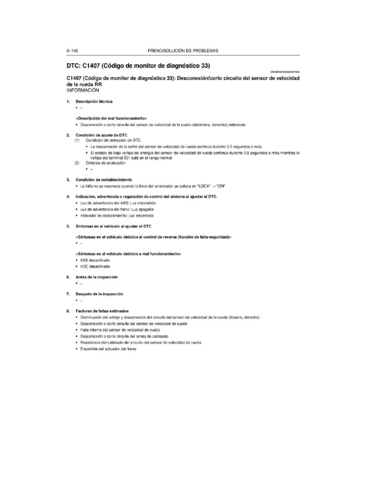 C1407 Sensor Rueda Trasera Derecha Hino 300 Pro | PDF