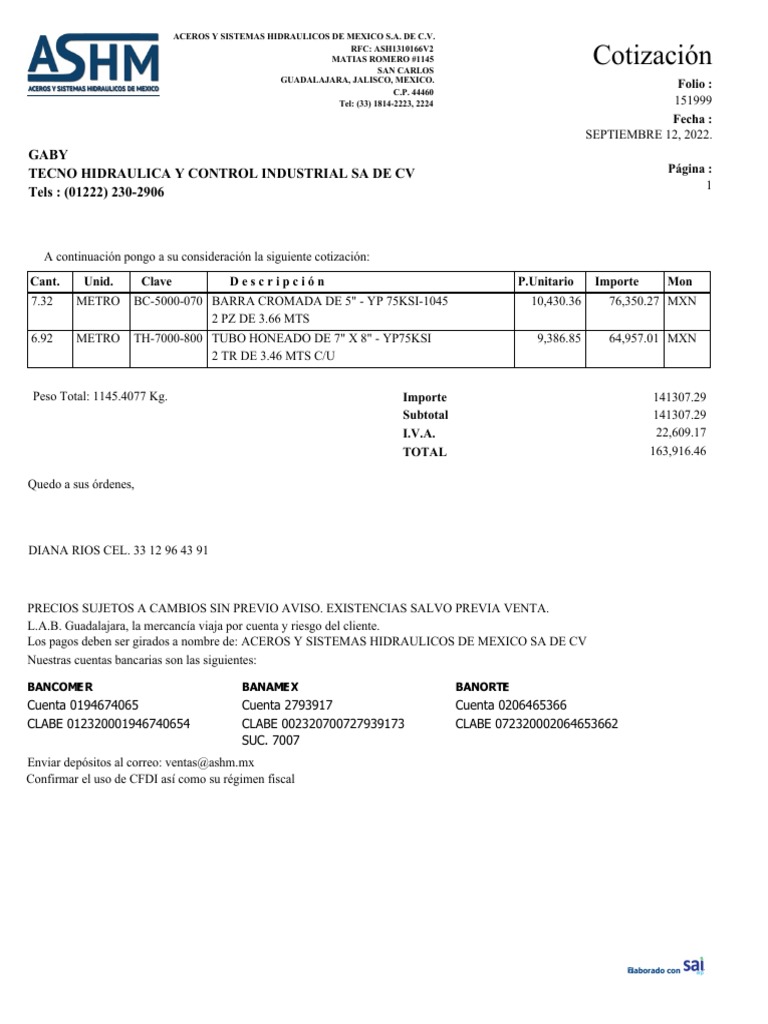 Cotizav 20220912 120kyz | PDF | Bancario | Servicios financieros