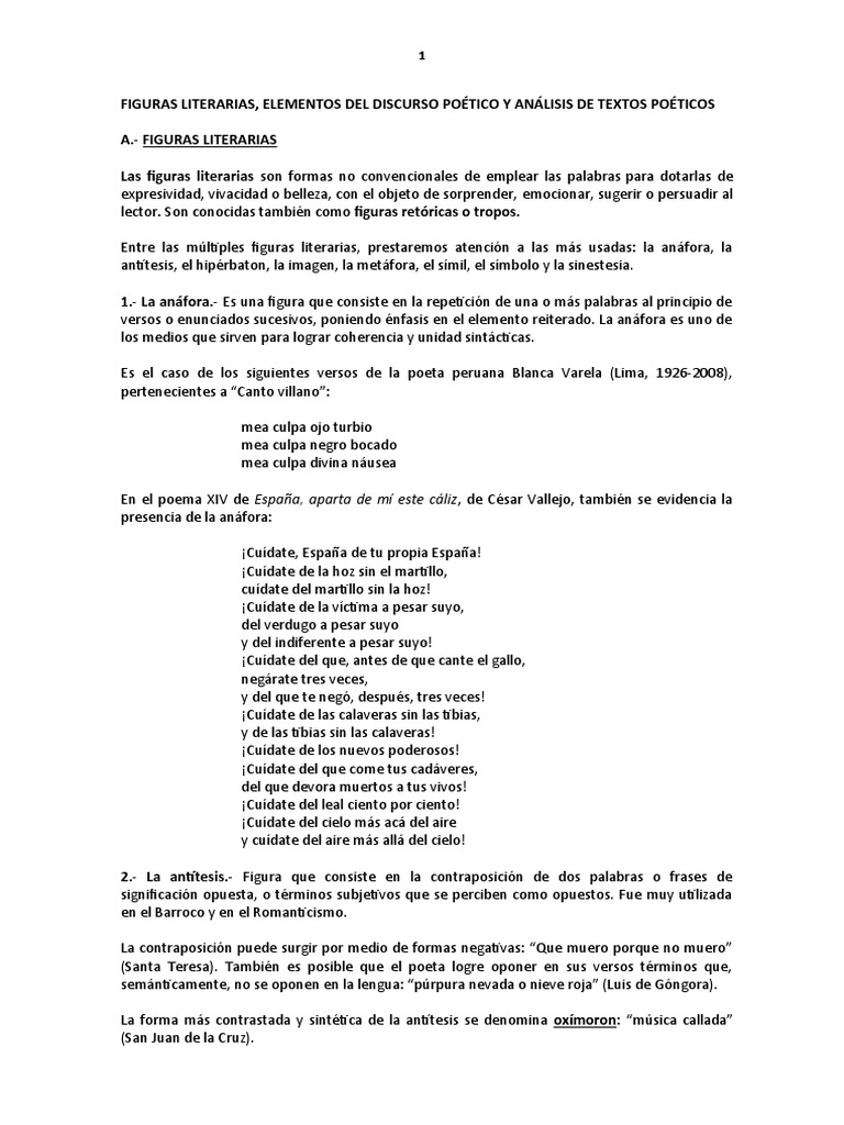 4-A, Figuras Literarias y Elementos Del Discurso Poético | PDF | Poesía