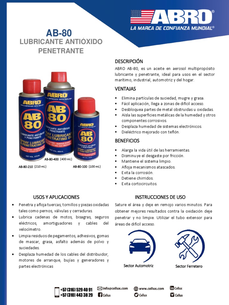 Ficha Tecnica de Lubricante Multiusos Ab-80 | PDF | Lubricante | Ingeniería mecánica