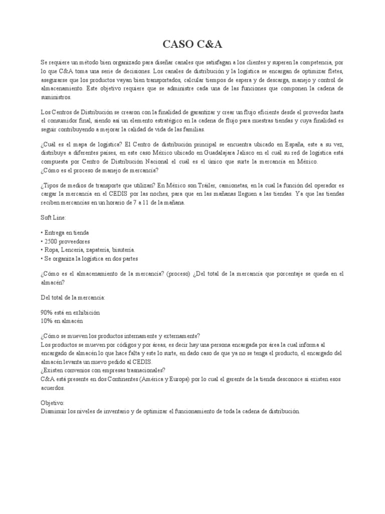 Caso C&a-1 | PDF | Logística | Almacén