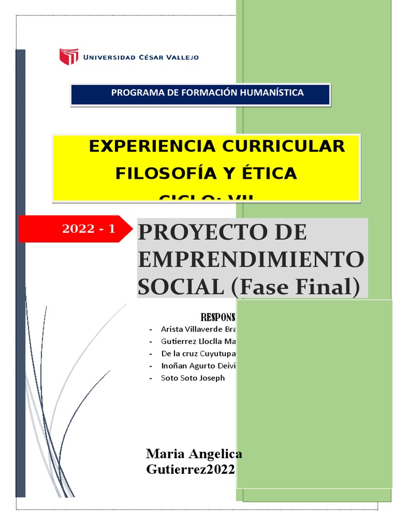 Proyecto Emprendimiento Social - Final | PDF | Conferencia web