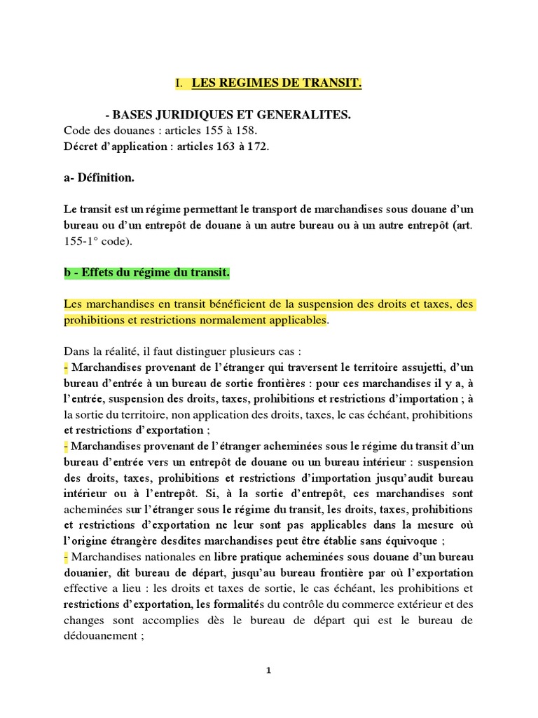 Régimes de Transit et Douane | PDF | Transport | Véhicules