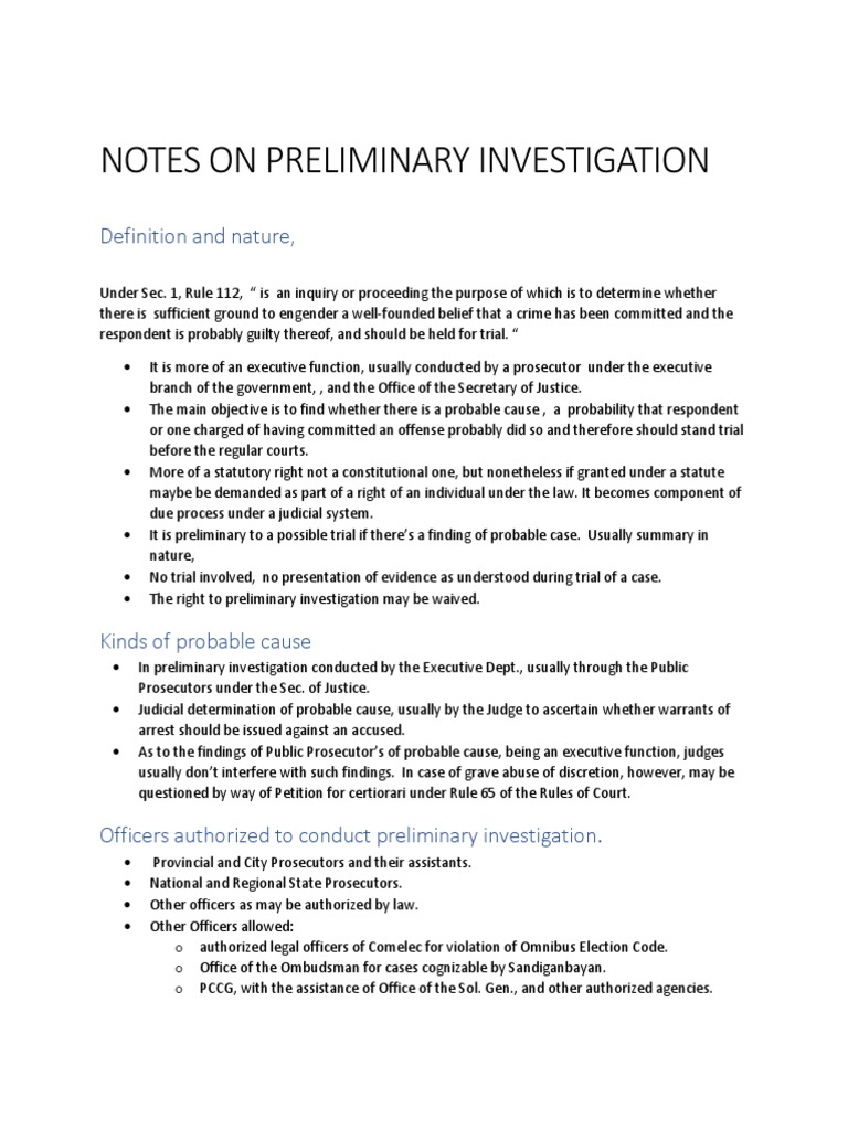 Preliminary Investigation | PDF | Affidavit | Prosecutor