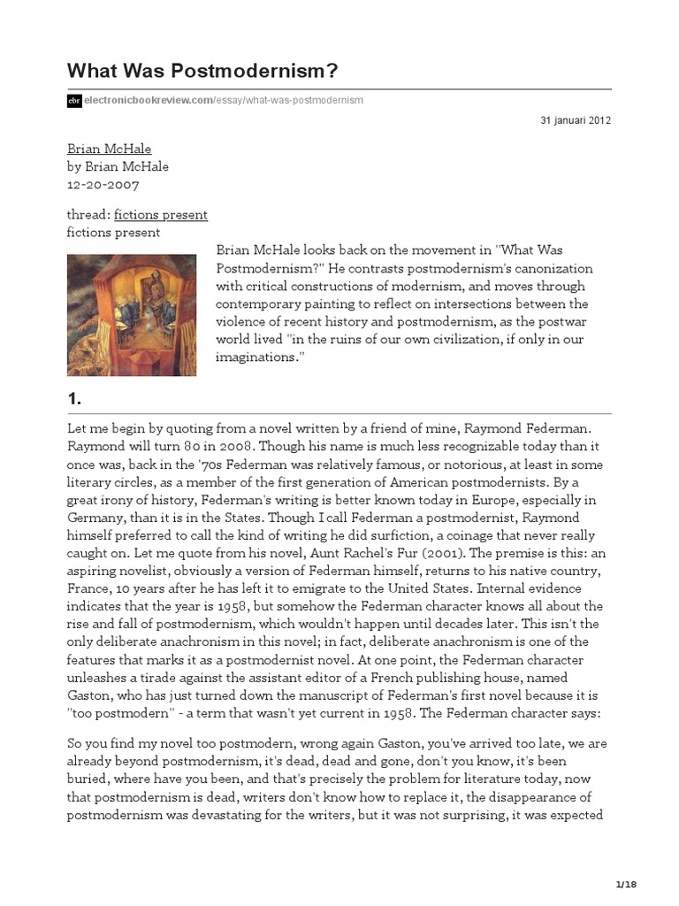 Session 1 McHale What Was Postmodernism | PDF | Postmodernism