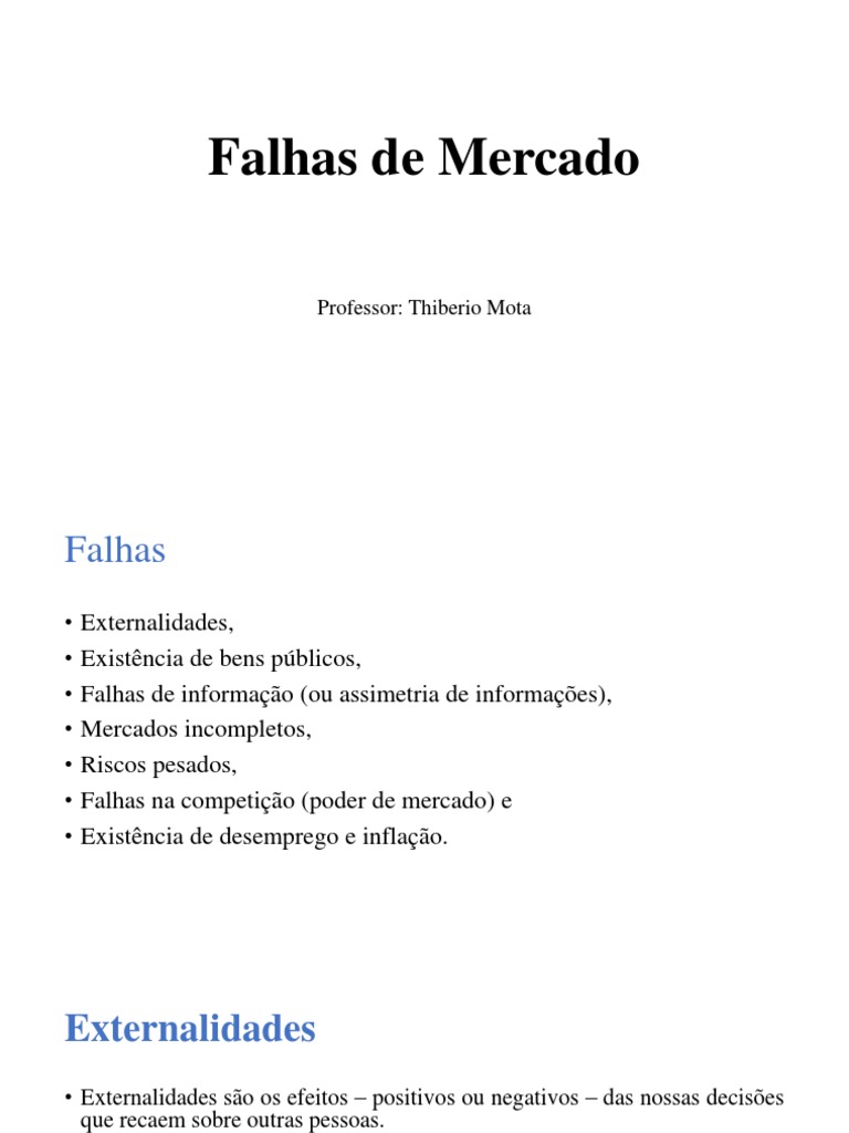 As principais falhas de mercado e suas causas | PDF | Externalidade ...