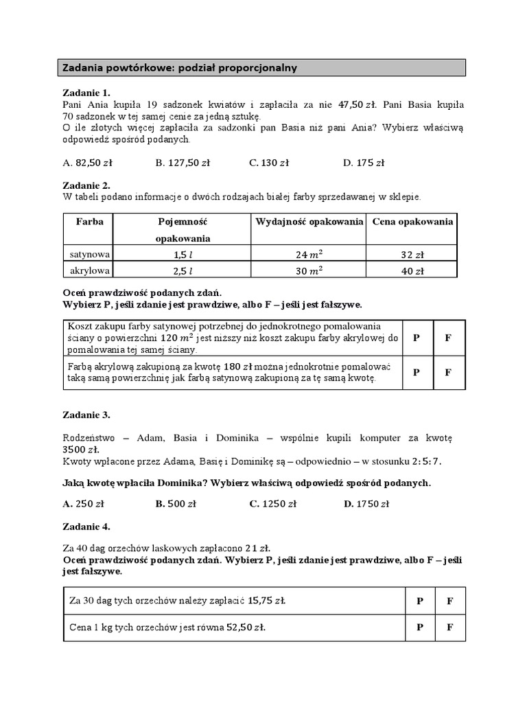 Podzial Proporcjonalny | PDF