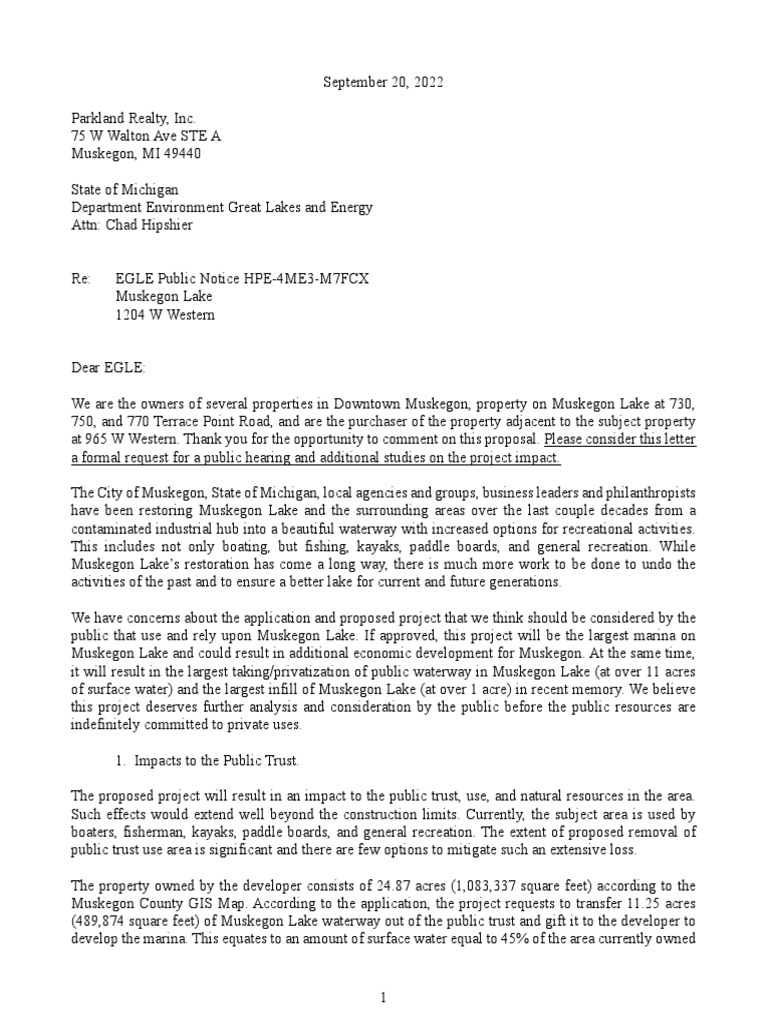 EGLE Letter | PDF | Wetland | Environmental Engineering