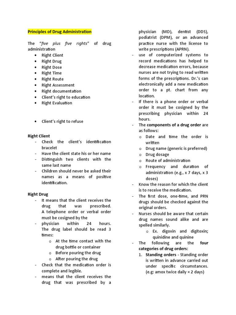 Principles of Drug Administration | PDF | Dose (Biochemistry) | Chemistry