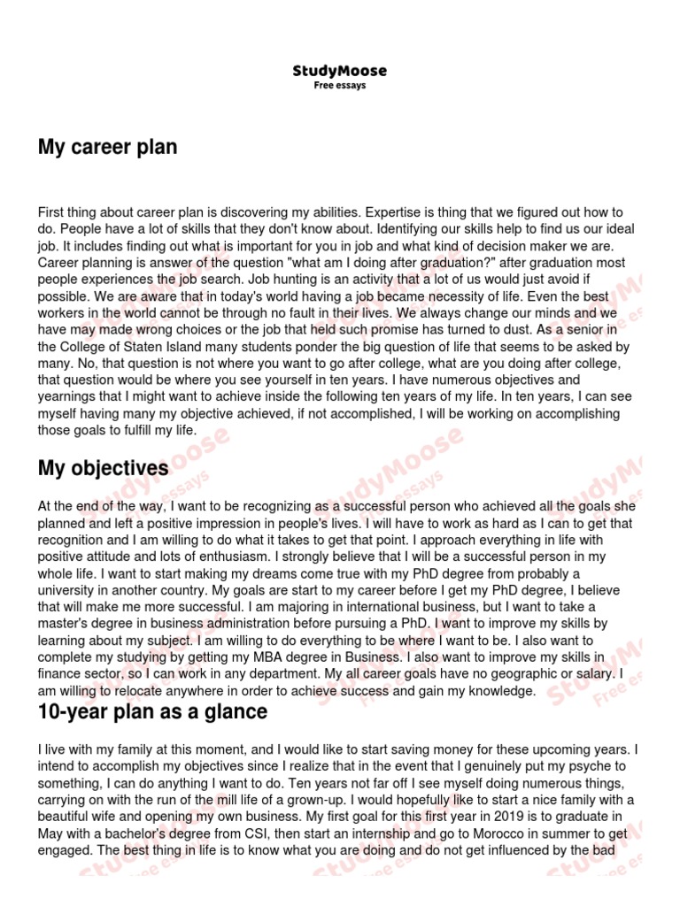 My Career Plan | PDF | Goal | Consultant