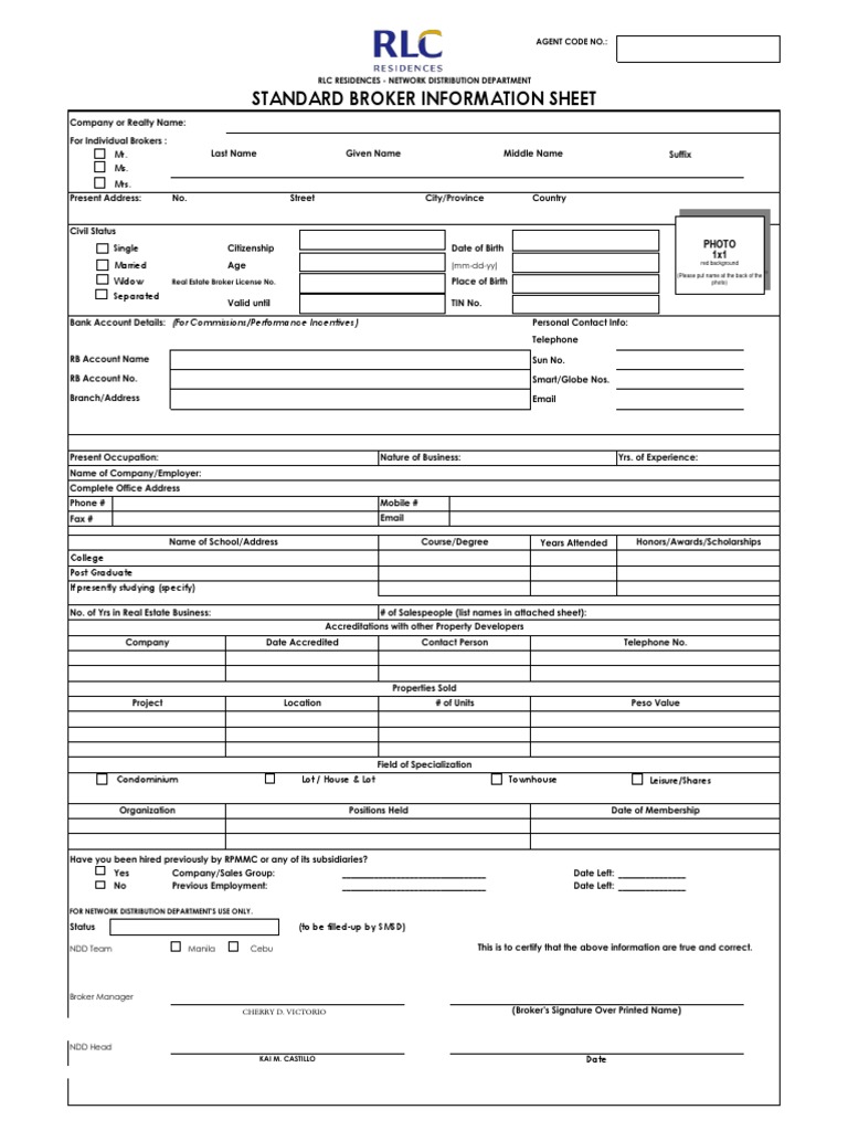RLC Broker Information Sheet Feb2022 | PDF