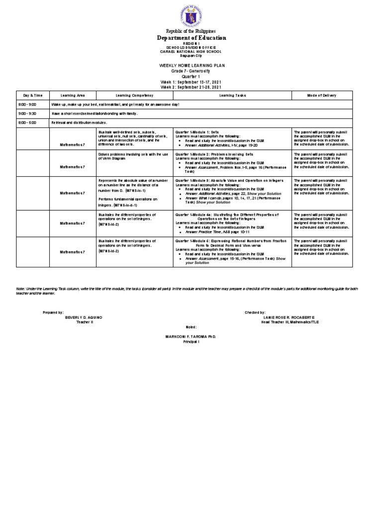 MATH7 WHLP Modules 1 5 | PDF | Set (Mathematics) | Mathematical Concepts