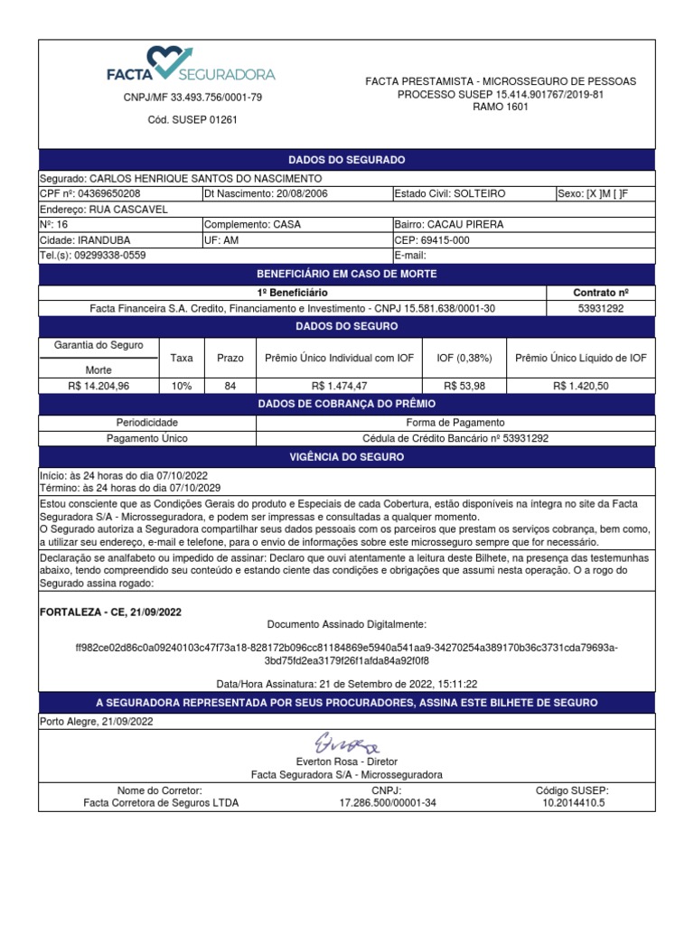 arqSEGURO - PRESTAMISTA 1663783893 | PDF | Seguro | Empréstimos
