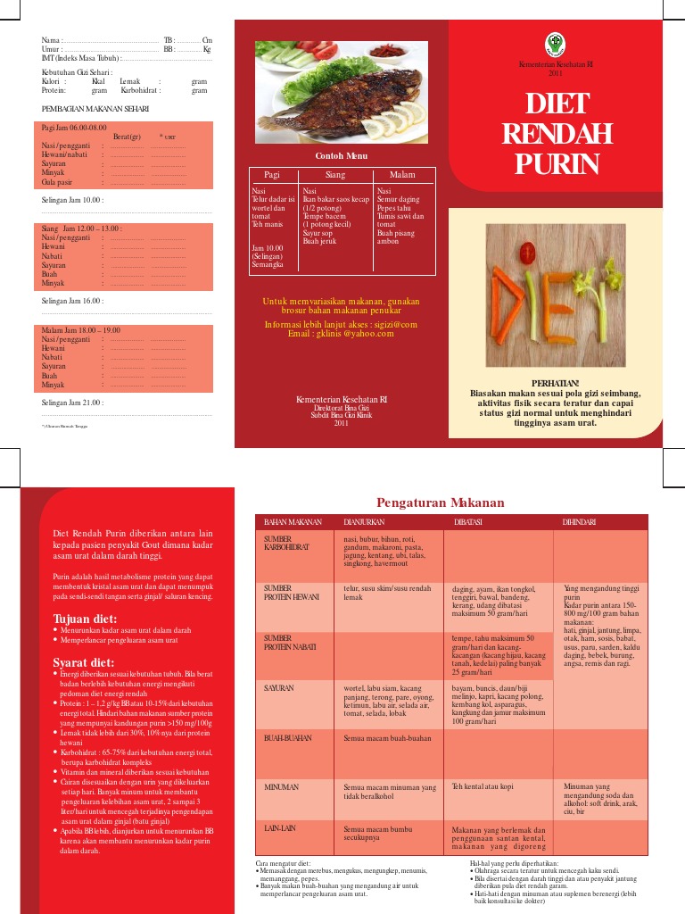Menu Diet Rendah Purin | PDF