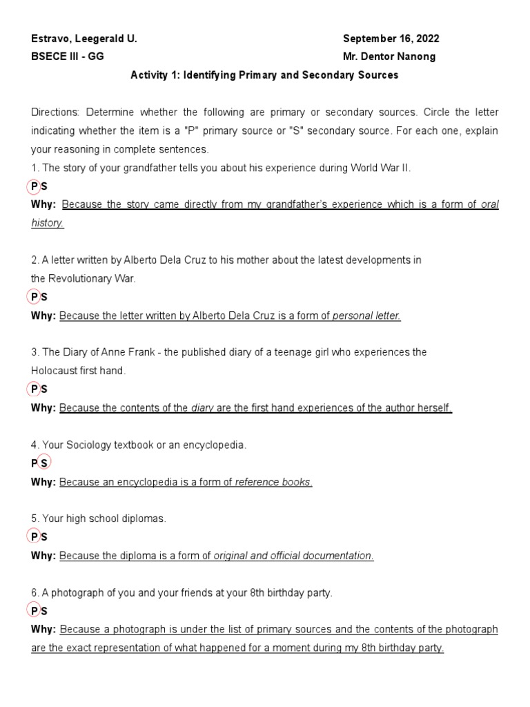 Primary vs. Secondary Sources Guide | PDF | Primary Sources | Communication