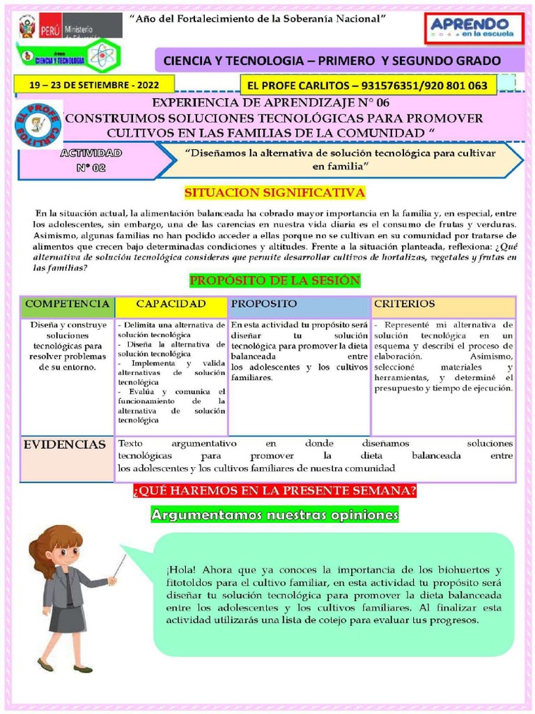 Experiencia de Aprendizaje #06 - Actividad #02 - 1ero y 2do - Ciencia y Tecnologia - 00001 | PDF