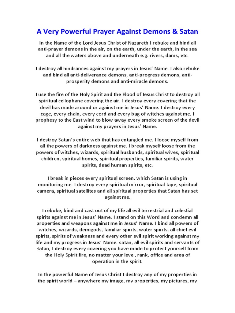 Spiritual Warfare Prayer Guide | PDF | Satan | Demons