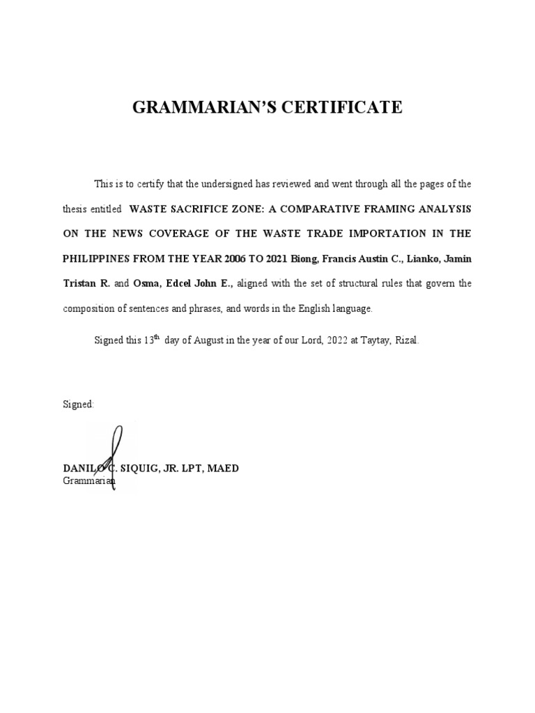 Certificate Jamin | PDF