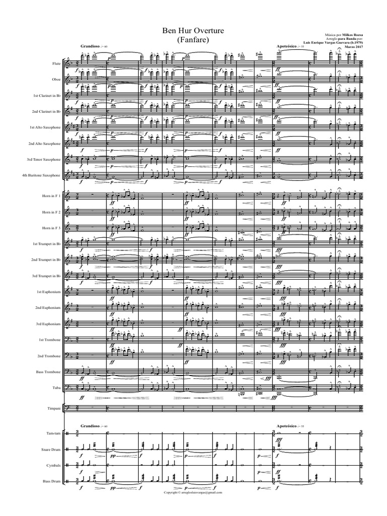 Ben Hur Overture - Ben Hur Obertura 2021 Partitura y Partes | PDF