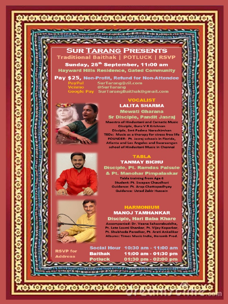 25-Sep-22, Vocalist Lalita Sharma, Baithak, FLYER | PDF