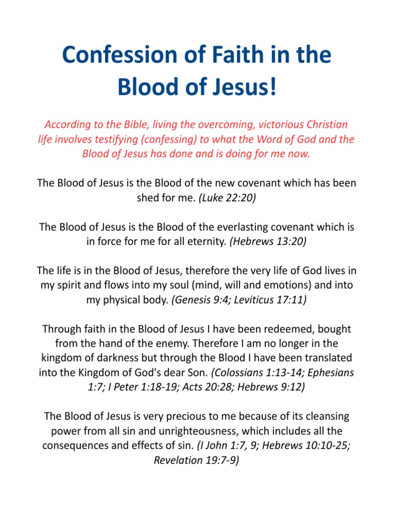 Confession of The Blood of Jesus | PDF | Jesus | New Covenant