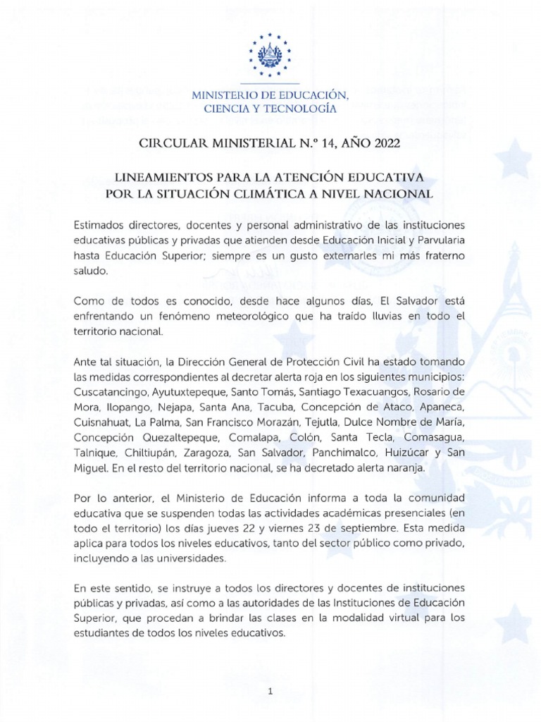 Circular No 14, Año 2022 | PDF