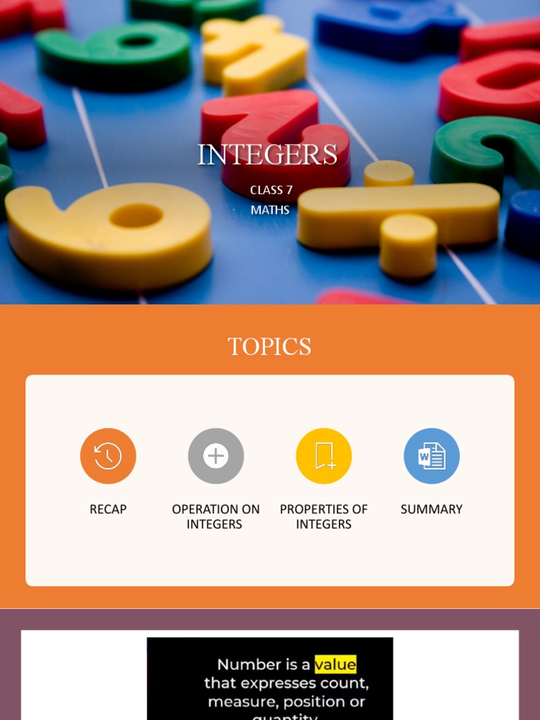 Integers Class 7 Maths Topics, Properties, and Operations | PDF ...