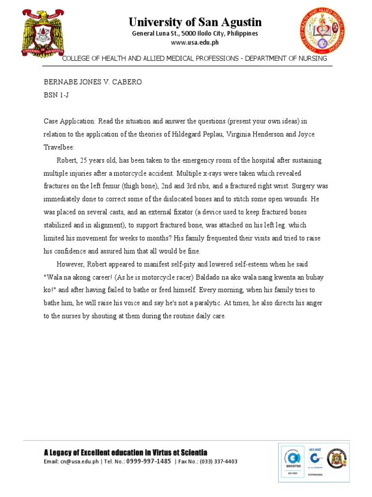 BSN 1 J Case Application Interactive Theories | PDF | Nursing | Empathy