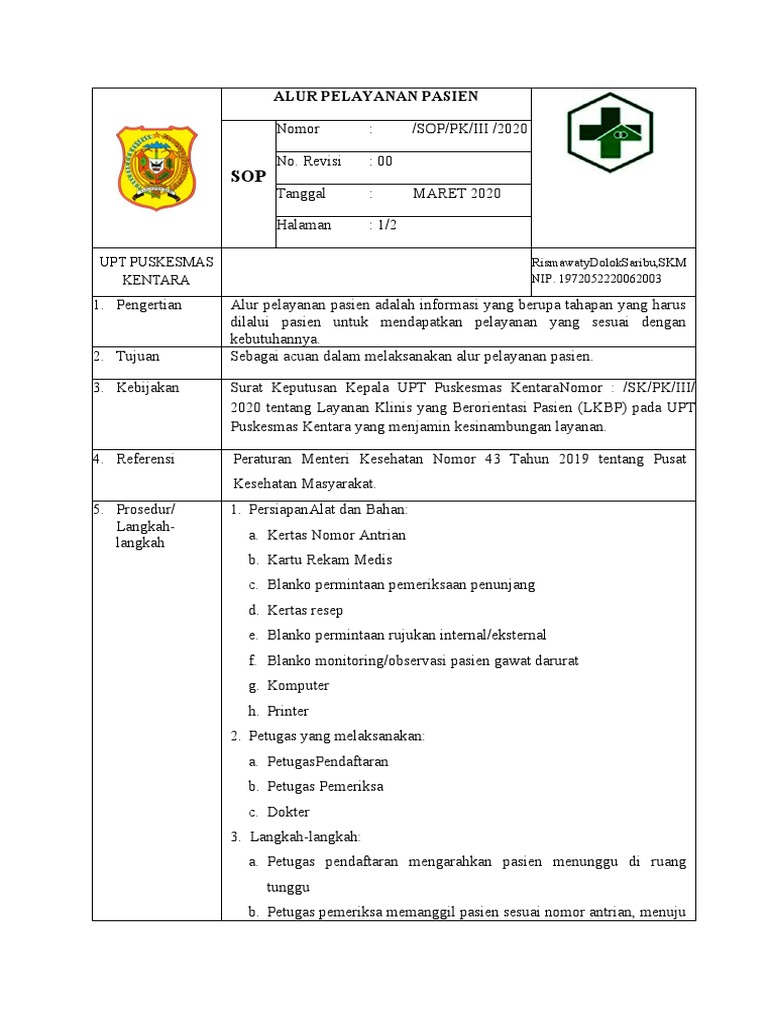 Sop Alur Pelayanan Pasien | PDF