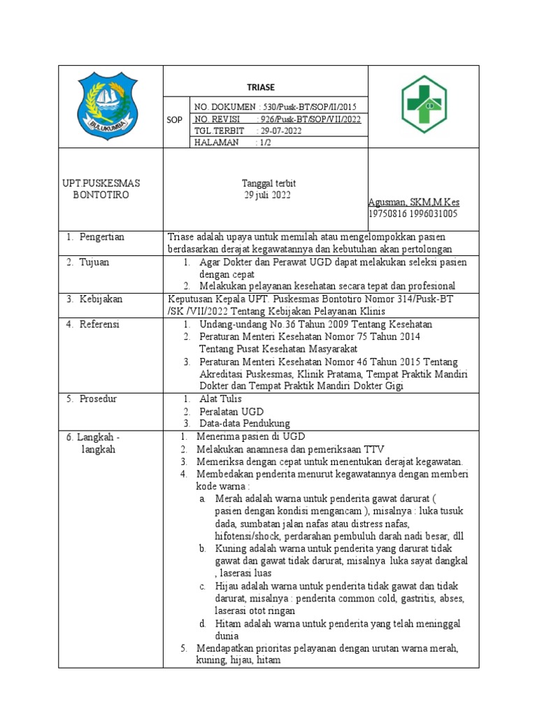 Sop TRIASE Ugd | PDF