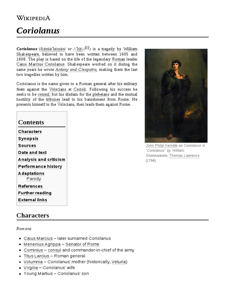 Coriolanus | PDF