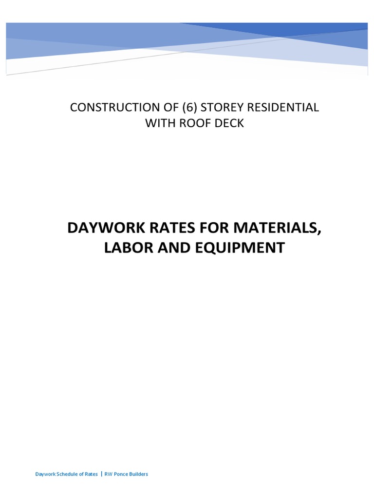 Dayworks Schedule of Rates | Download Free PDF | Concrete | Materials