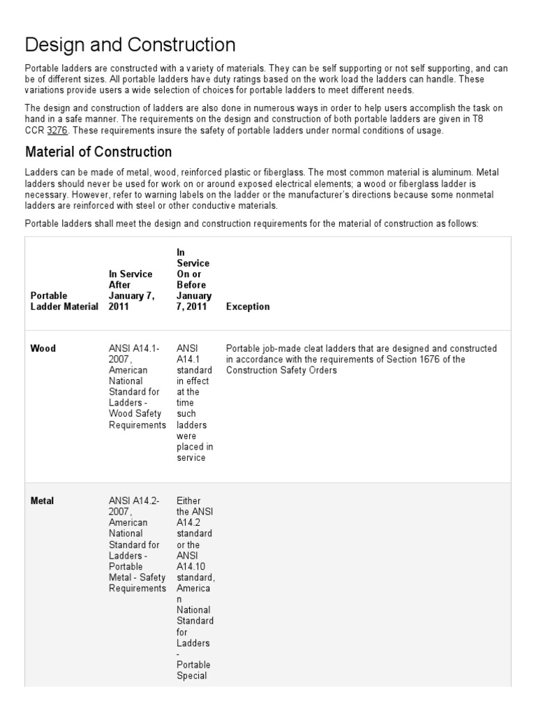 Design And Construction Ladder Pdf Ladder