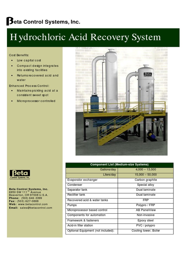 Datasheet HCL Medium Systems | PDF | Hydrochloric Acid | Materials