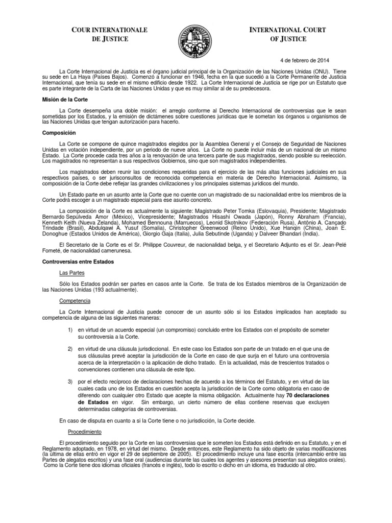 Corte Internacional de Justicia | PDF | Naciones Unidas | Relaciones ...