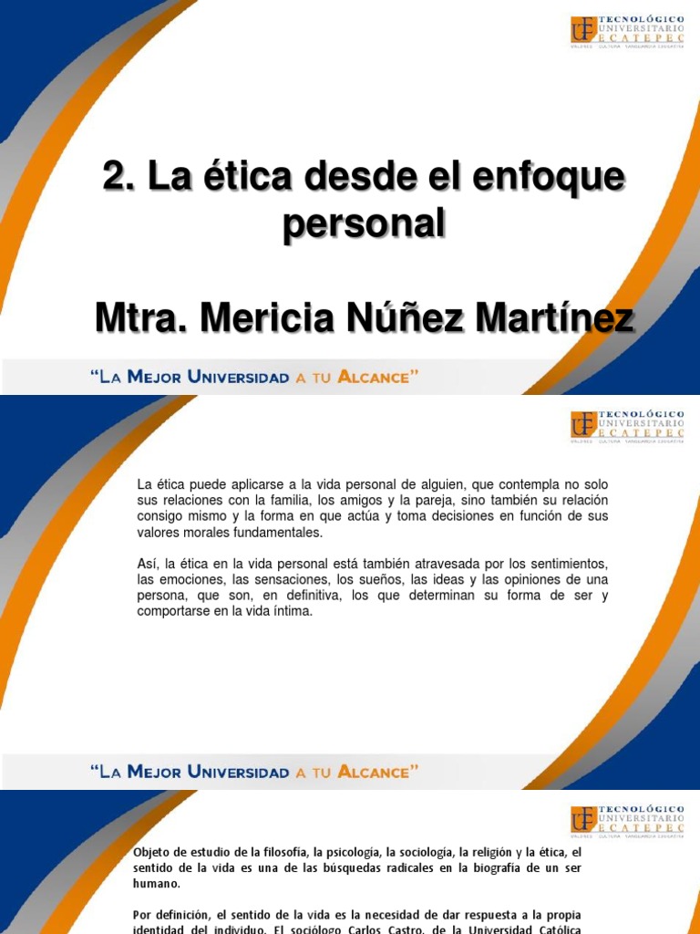 Presentación Unidad 2. La Ética Desde El Enfoque Personal | PDF ...