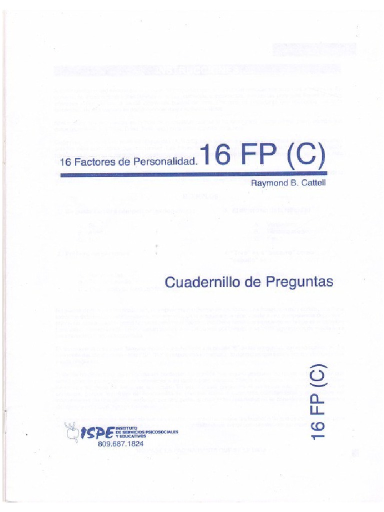 Cuadernillo de Preguntas 16FP | PDF