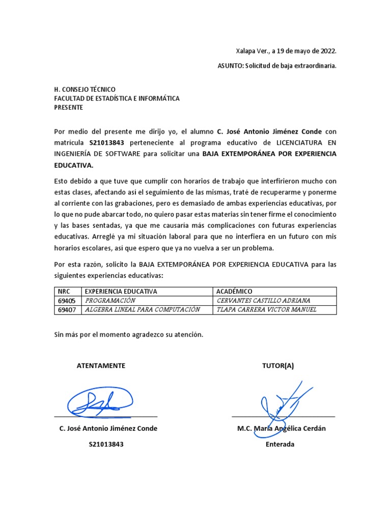 Solicitud Baja Extemporanea-1 | PDF