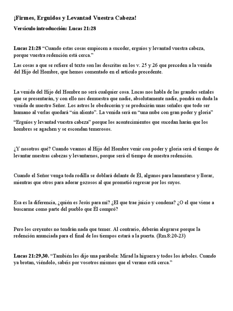 Firmes, Erguios y Levantad Vuestra Cabeza | PDF | Jesús