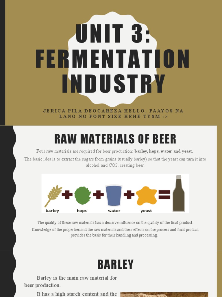 Raw Materials of Beer and Brewing Process | PDF | Beer | Brewing