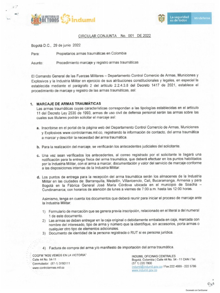 Circular Conjunta DCCAE-INDUMIL - 1 | PDF