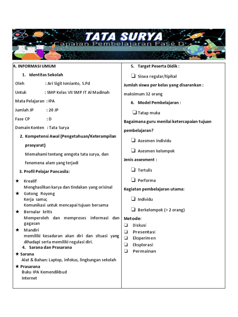 Modul Ajar Tata Surya Pdf