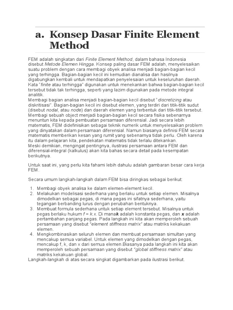 Konsep Dasar Finite Element Method | PDF | Metode & Bahan Ajar
