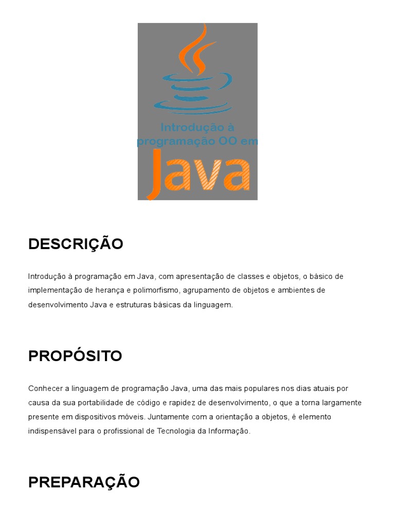 Introdução À Programação OO em JAVA | PDF | Classe (programação de ...