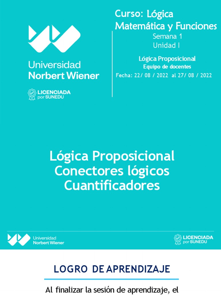 Unidad 1 - Semana 1 - 2022-2 | PDF | Proposición | Lógica