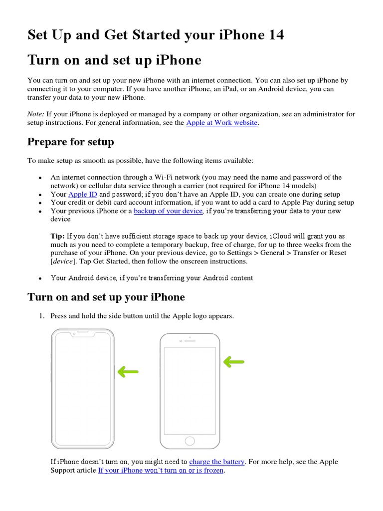 iPhone 14 Setup Guide for New Users | PDF | I Cloud | Ios